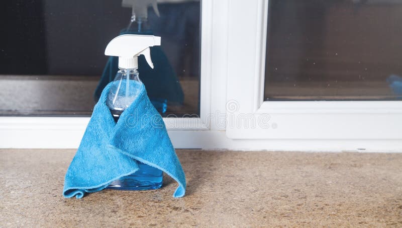 Spray and Rag on the Window Stock Image - Image of home, equipment ...