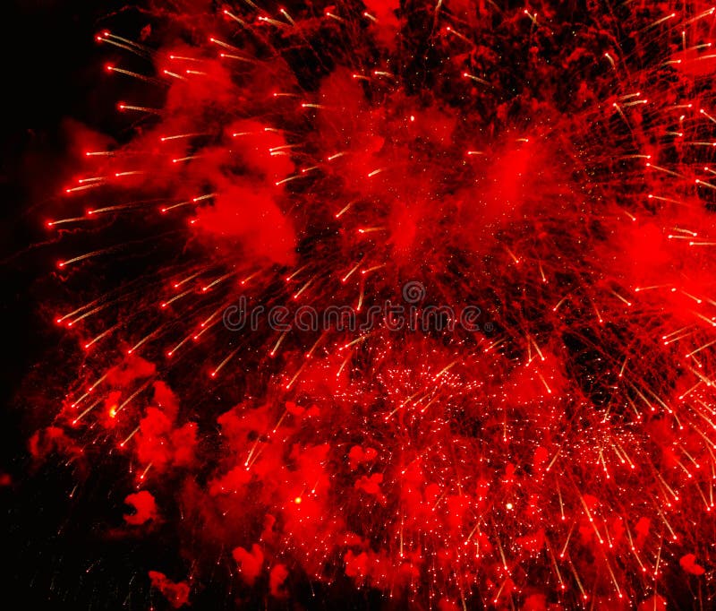 Spray of Red Holiday Fireworks Stock Photo - Image of fireworks, glow ...