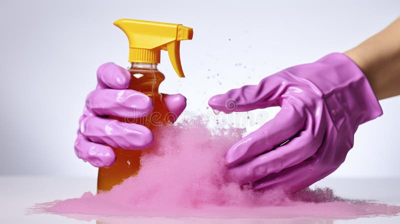 Spray and Scrub - Hands with Spray and Cleaning Sponge. Generative AI ...