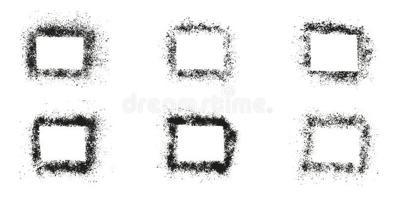 Square Spray Frame Set. Black Grunge Border with Grainy Texture ...