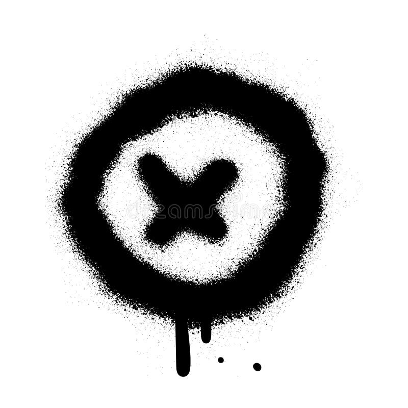 Spray Textured Graffiti Doodle Punk Shape - Cross in Circle. Hand Drawn ...