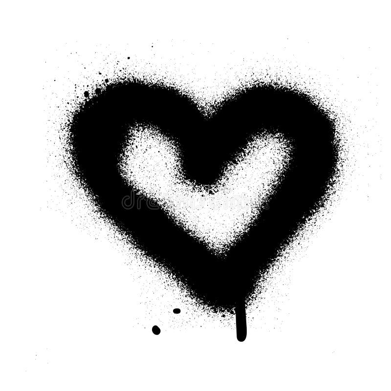 Spray Textured Graffiti Doodle Punk Shape - Heart. Hand Drawn Abstract ...