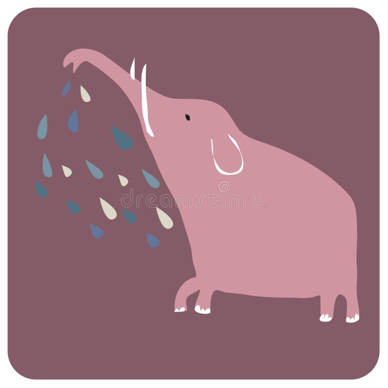 Elephant Spray Water with Trunk. Splashing Water from the Elephant`s ...