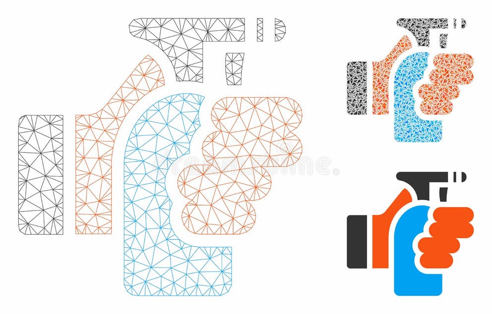 Spray Vector Mesh Wire Frame Model and Triangle Mosaic Icon Stock ...