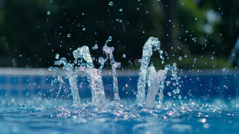 A Spray of Water Droplets Splashing from a Fountain in the Middle of a ...