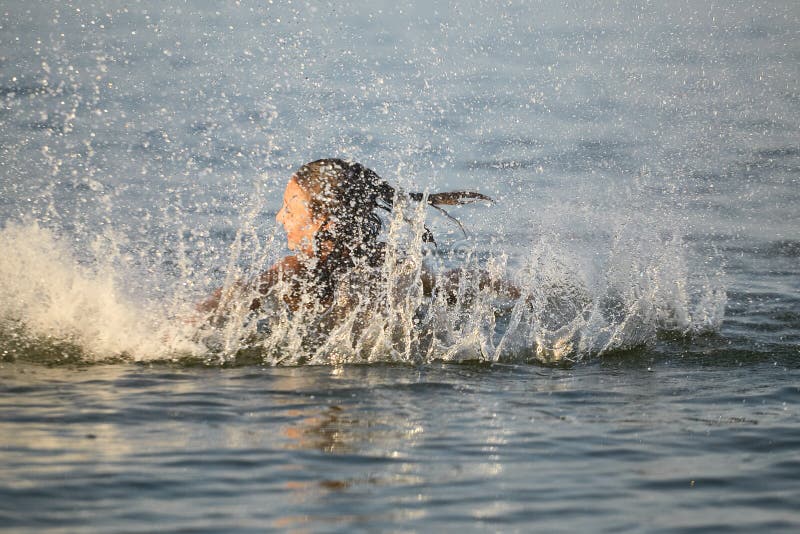 Spray with Water. Girl Having Fun Bathing in the Sea. Stock Photo ...