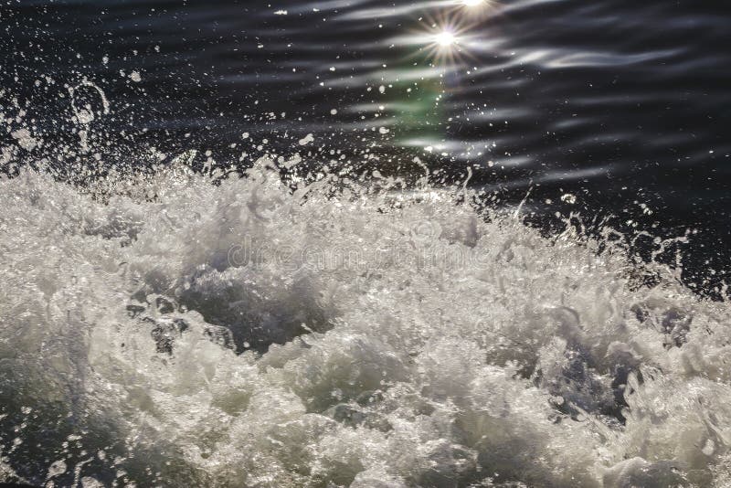 Spray of Water Splashes Along the Side of the Boat Stock Image - Image ...