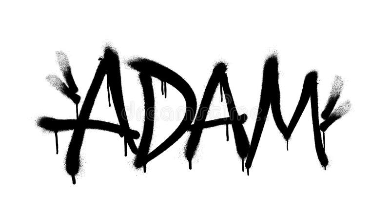Sprayed Adam Name with Overspray in Black Over White. Vector ...