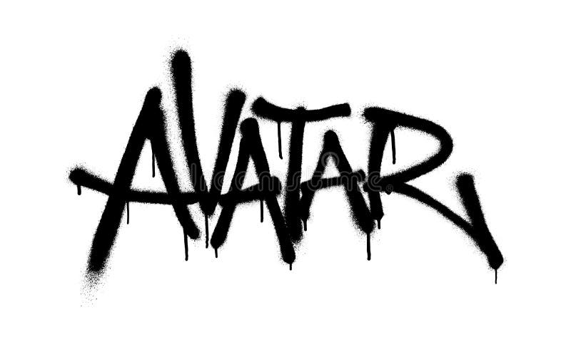 Sprayed Avatar Font Graffiti with Overspray in Black Over White. Vector ...