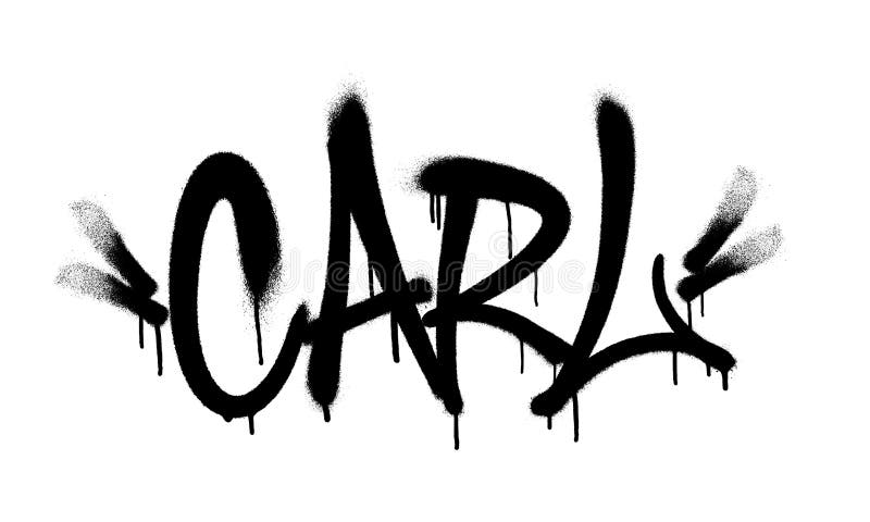Sprayed Carl Name with Overspray in Black Over White. Vector ...