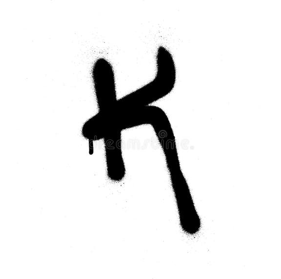 Sprayed Curly K Font Graffiti with Leak in Black Over White Stock ...