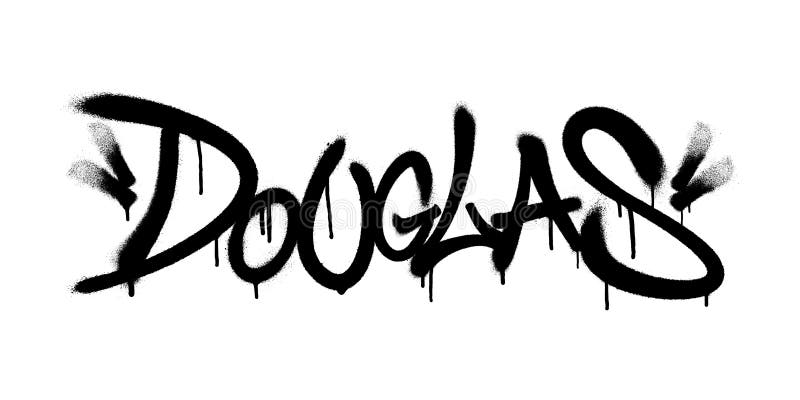 Sprayed Douglas Name with Overspray in Black Over White. Vector ...