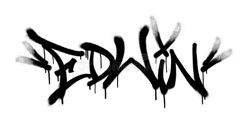 Sprayed Edwin Name with Overspray in Black Over White. Vector ...