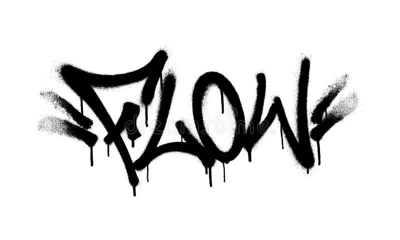 Sprayed Flow Font Graffiti with Overspray in Black Over White. Vector ...