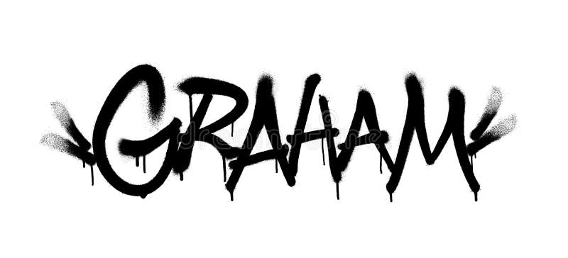 Sprayed Graham Name with Overspray in Black Over White. Vector ...