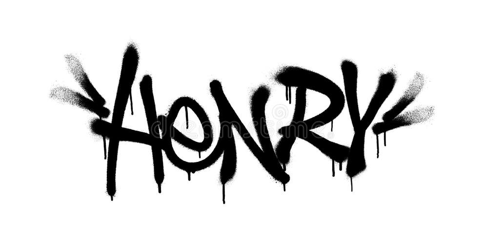 Sprayed Henry Name with Overspray in Black Over White. Vector ...