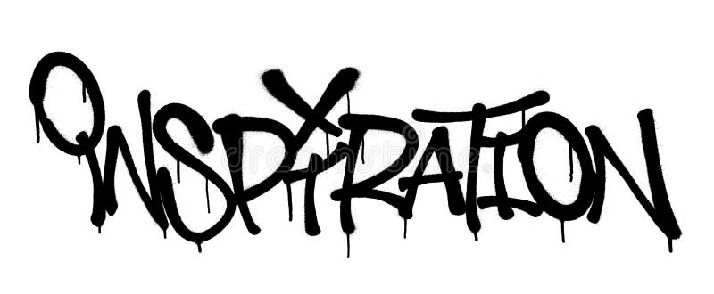 Sprayed Inspiration Font Graffiti with Overspray in Black Over White ...