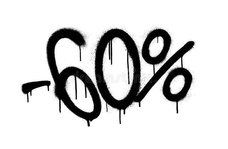 Sprayed -60 Percent Graffiti with Overspray in Black Over White. Vector ...