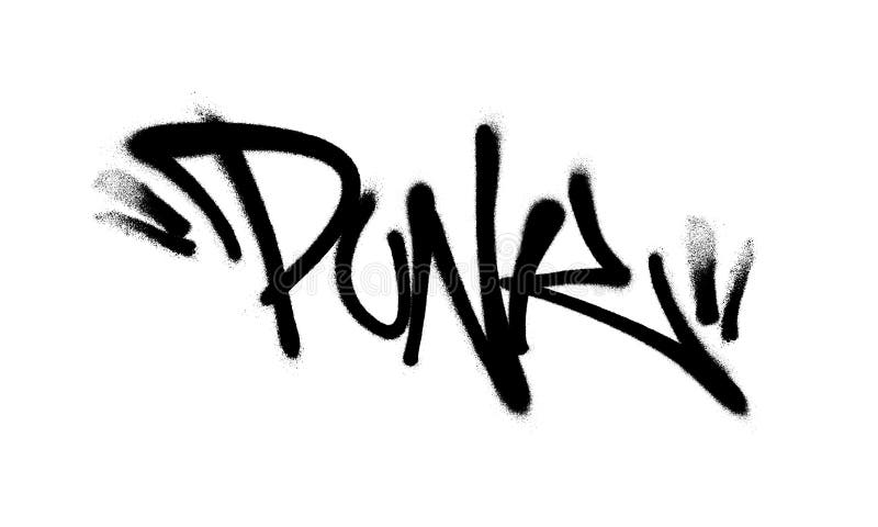 Sprayed Punk Font Graffiti with Overspray in Black Over White. Vector ...