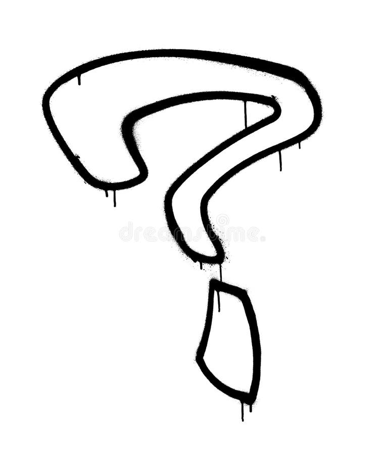 Sprayed Question Mark with Overspray in Black Over White. Vector ...