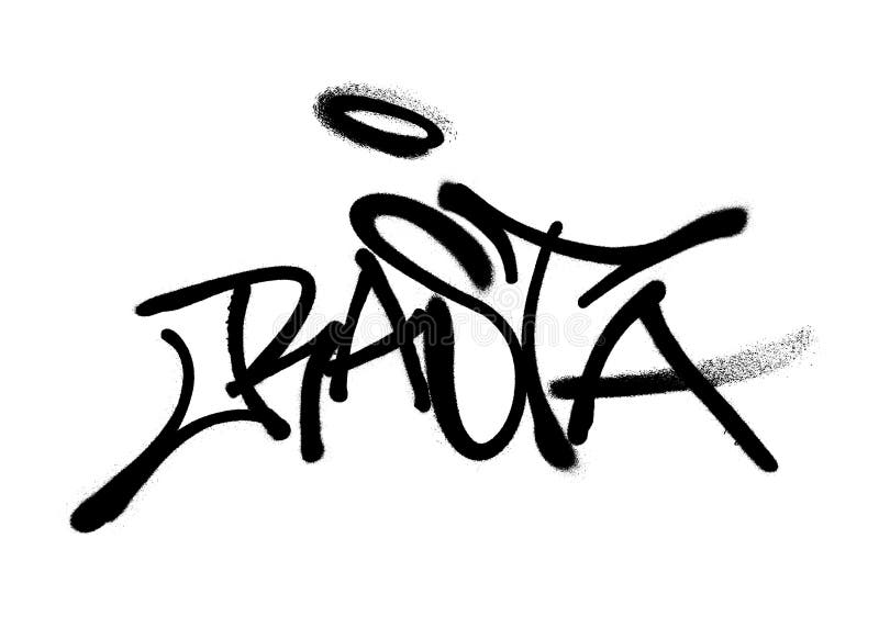Sprayed Rasta Font Graffiti with Overspray in Black Over White. Vector ...