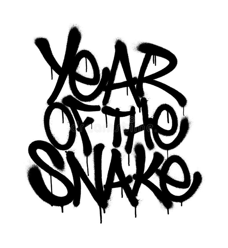Sprayed Year of the Snake Tag Graffiti with Overspray in Black Over ...