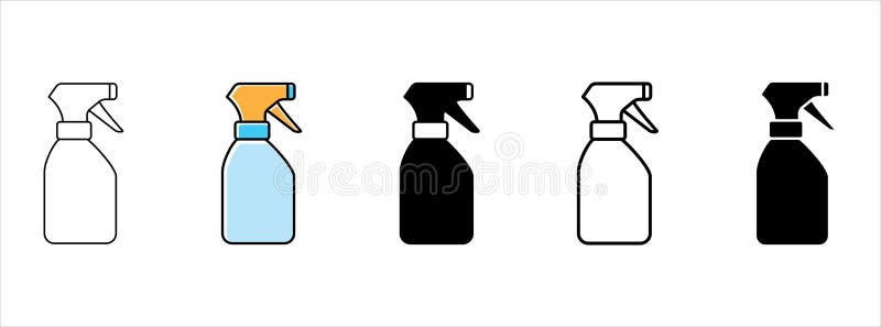Sprayer Bottle Icon Set. Hand Pump Sprayer Icons Set Stock Illustration ...