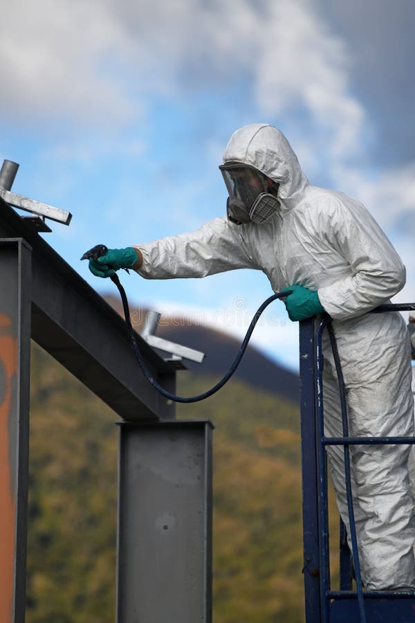Sandblaster at work stock image. Image of laboring, blast - 33358699