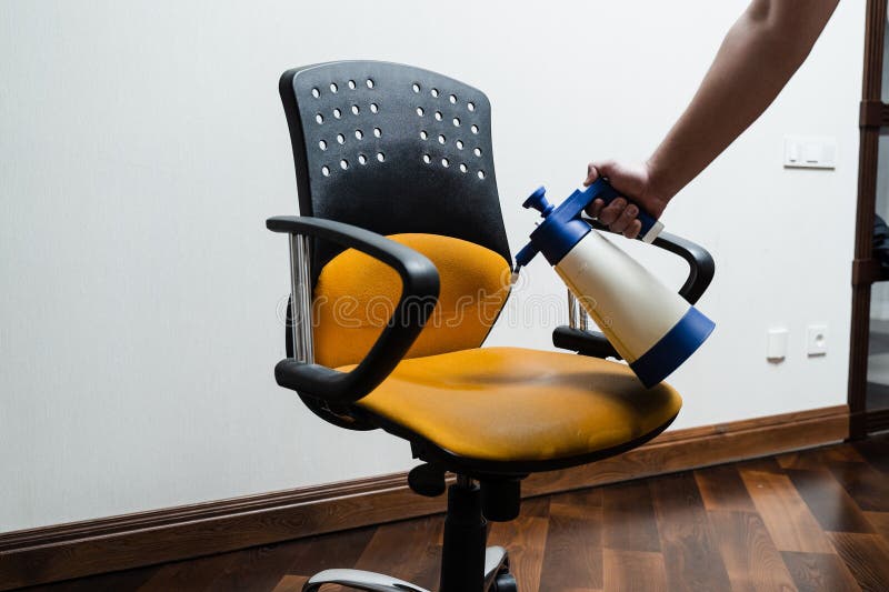 Spraying Detergent on Chair for Dry Cleaning Using Washing Vacuum ...