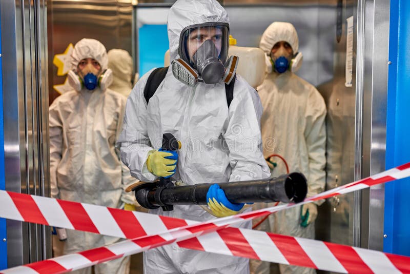 Spraying Disinfectants for Cleaning Inside the Building Stock Image ...