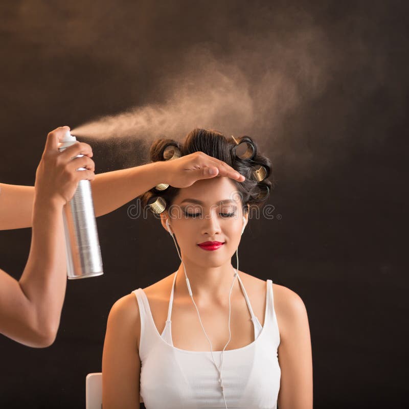 Spraying hair stock photo. Image of beautiful, professional - 70191528