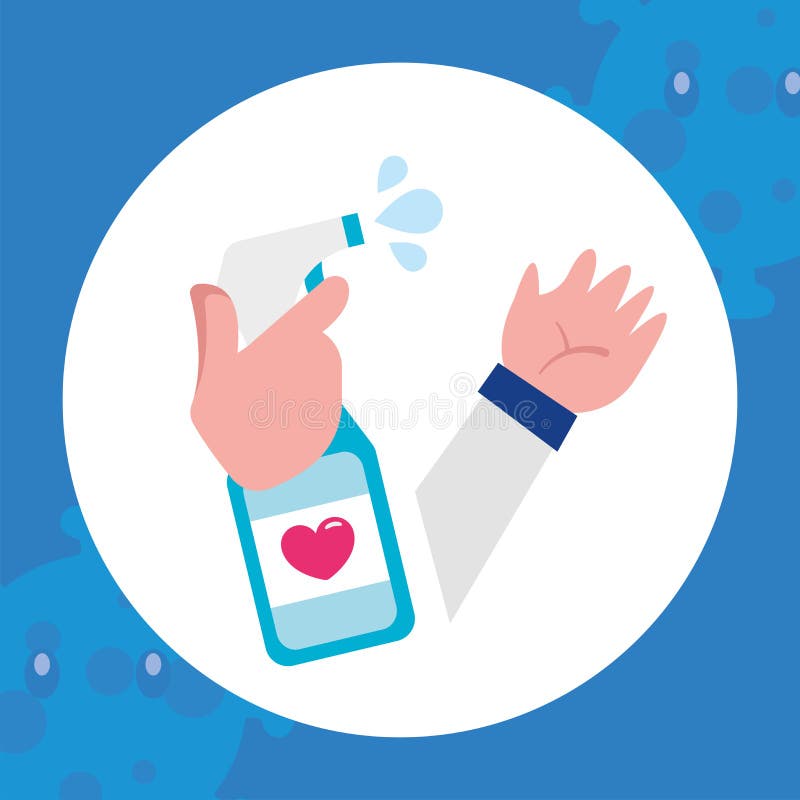Spraying Hands with Alcohol Self Care Vector Stock Vector ...