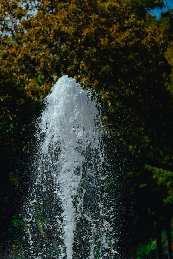 Spraying of a Powerful Stream of Water into the Air Stock Photo - Image ...