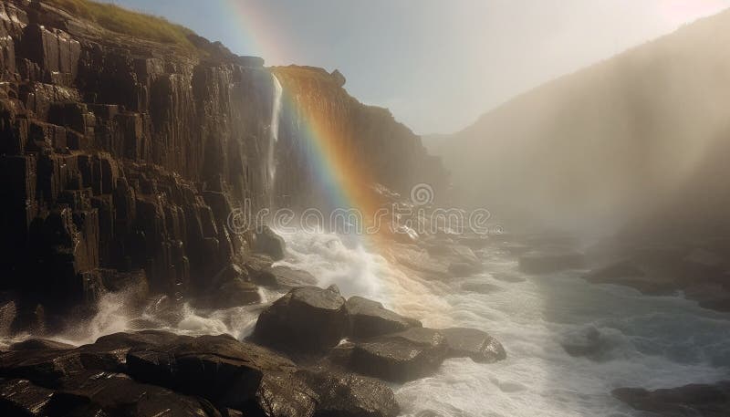 Spraying Waves Splash Majestic Cliff, Creating Seascape Beauty in ...