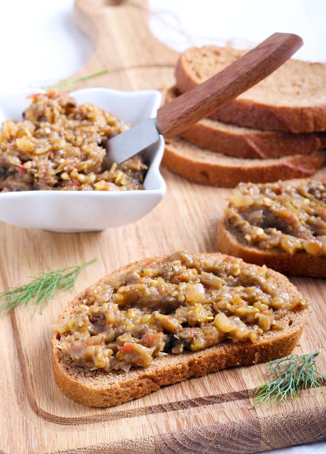 Spread on bread stock photo. Image of eggplant, breakfast - 42876198