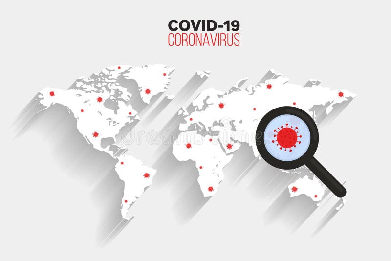 Spread of Corona Virus on the World Map Background, Search Virus Icon ...