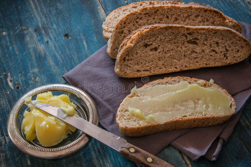 Spread Fresh Butter on Whole Wheat Bread Stock Photo - Image of meal ...