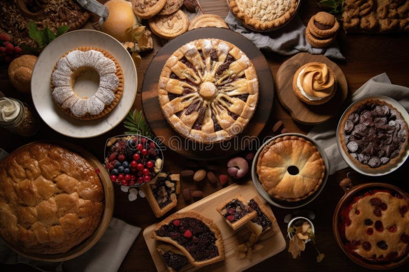 A Spread of Holiday Cookies, Pastries, and Pies Stock Photo - Image of ...