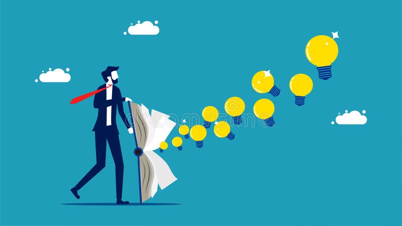 Spread Knowledge and Creativity. a Businessman Opens a Book of ...