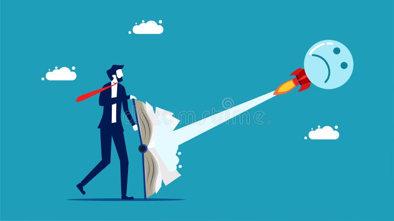 Spread Negative Thoughts in the Book. Businessman Launching a Negative ...