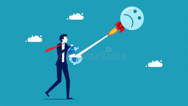 Spread Negative Thoughts in the World. Businessman Launch Negative ...