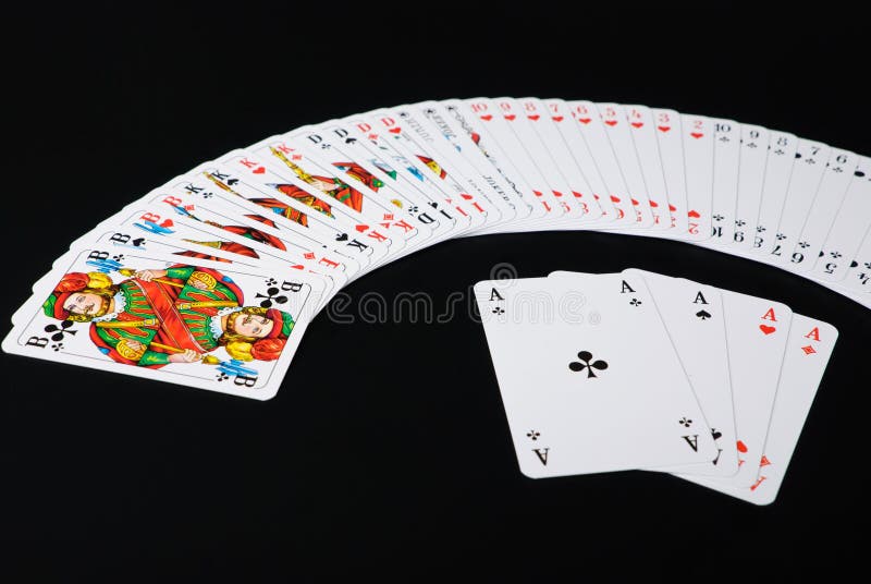 Spread Playing Cards on Black Background Stock Photo - Image of heart ...
