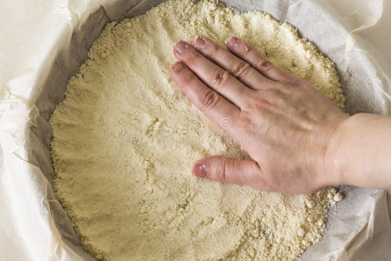 Spread the Ready Crumbly Shortbread Dough in the Form on Parchment and ...
