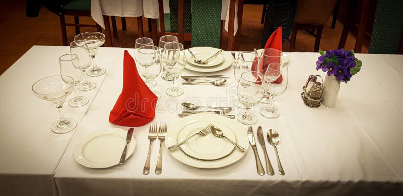 Spread Table in a Luxury Hotel Stock Photo - Image of plate, luxury ...