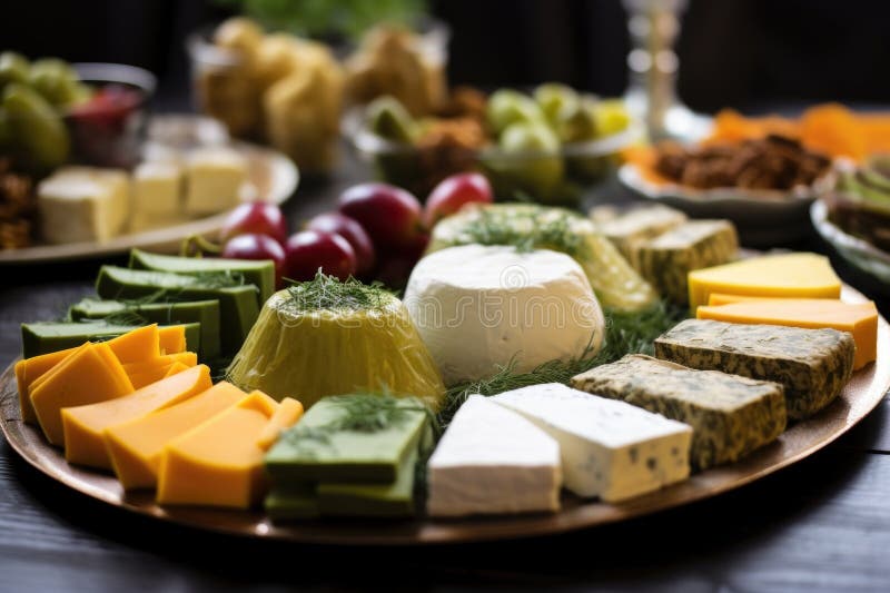 A Spread of Tangy Vegan Cheeses on a Platter Stock Image - Image of ...