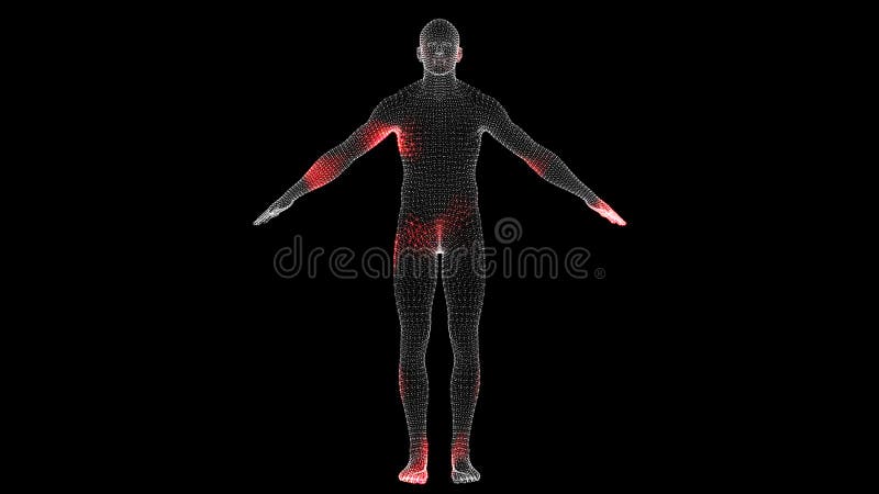 Spread of Virus through Volumetric Body of Person Monochrome on Black ...
