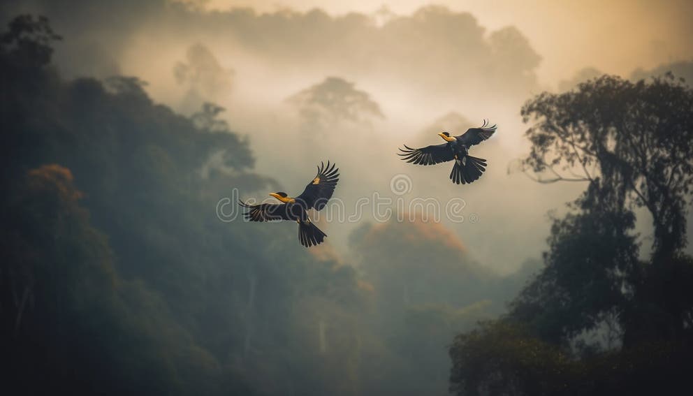 Spread Wings of Hawk in Mid Air Motion Generated by AI Stock ...