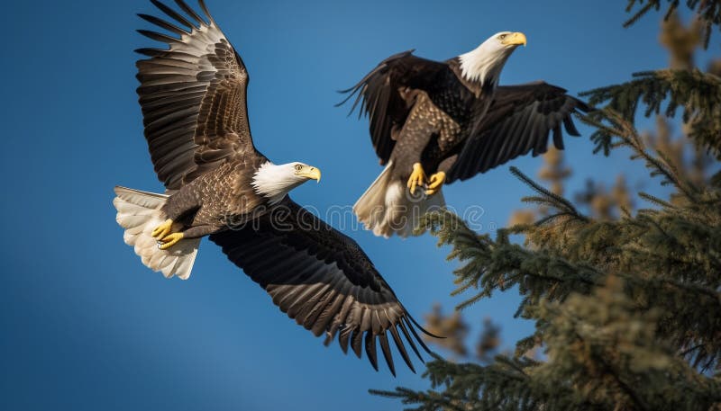 Spread Wings of Majestic Bald Eagle Soaring Generated by AI Stock ...