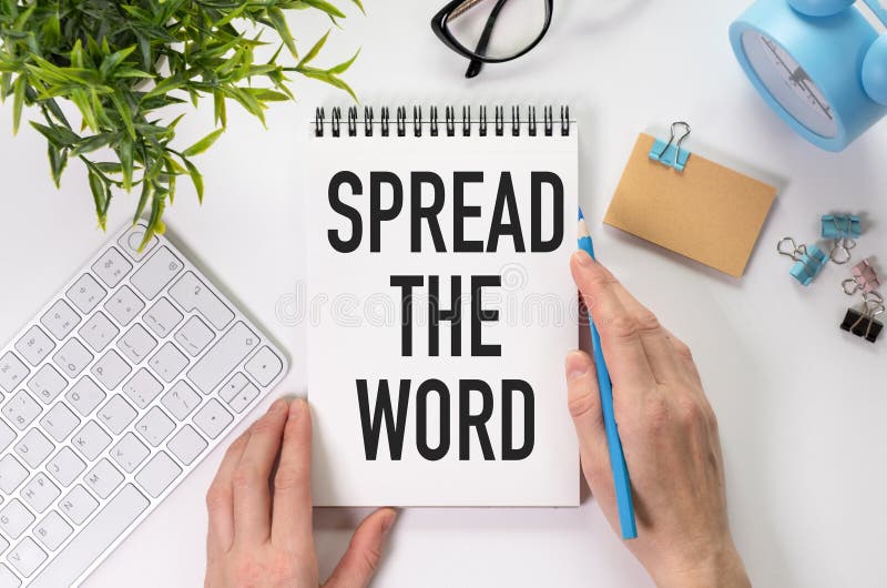 SPREAD the WORD Text on Notebook with Chart and Calculator. Stock Photo - Image of idea ...