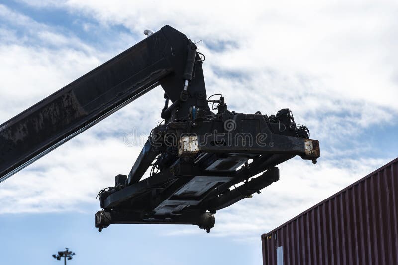 Spreader or Container Crane in the Loading Dock Stock Photo - Image of ...